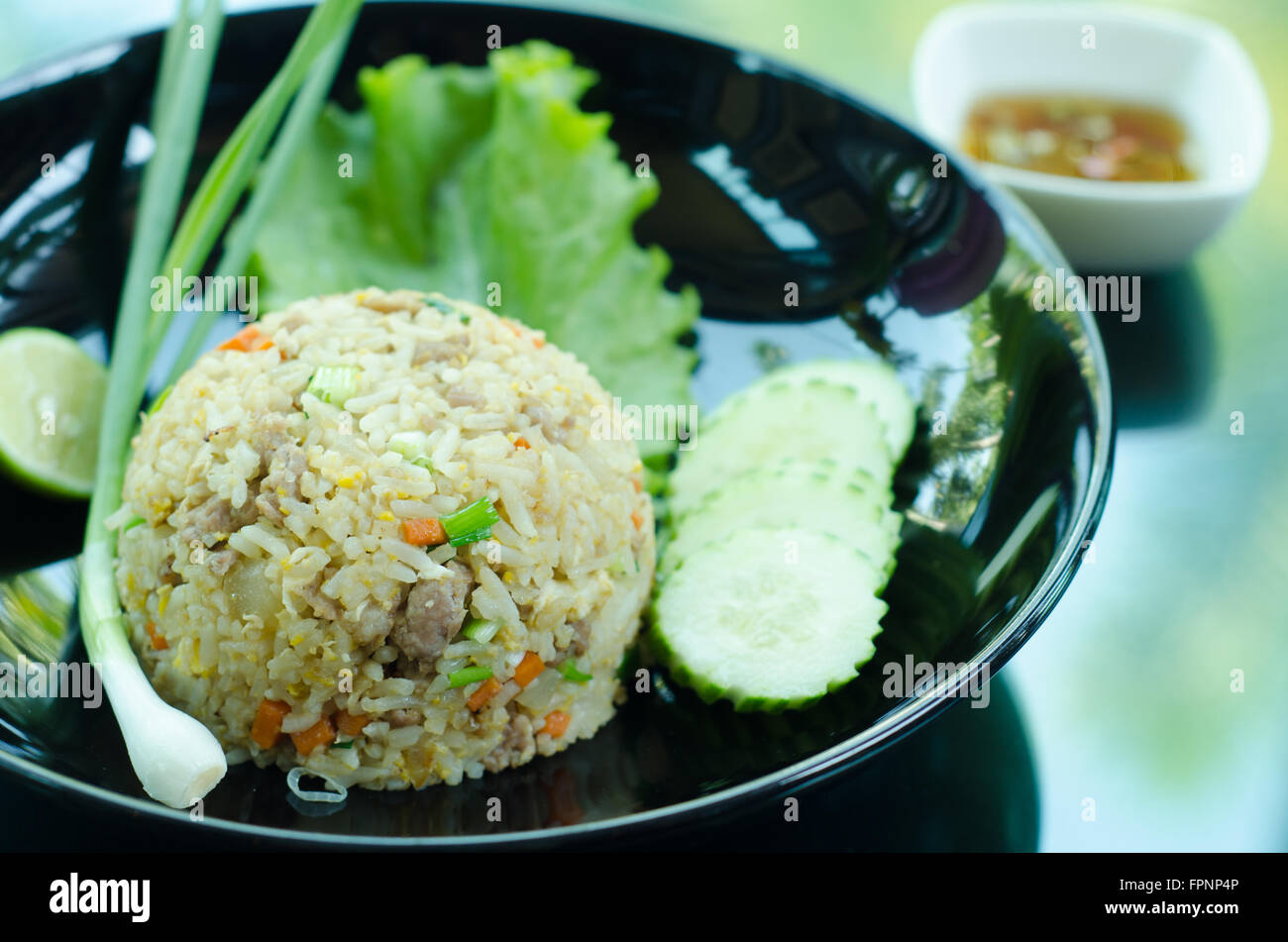 Rice fried pork egg thai hi-res stock photography and images - Alamy