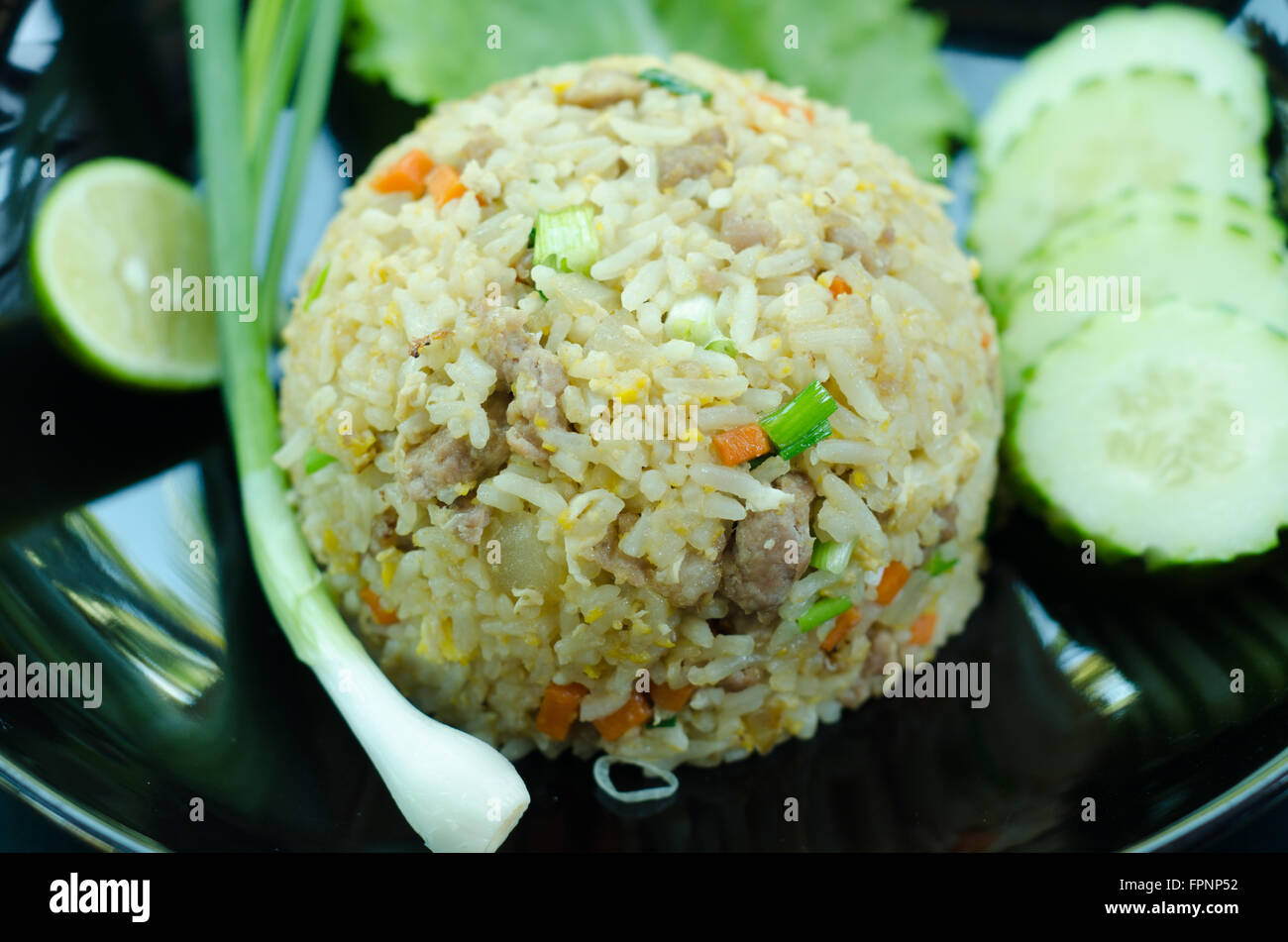 Rice fried pork egg thai hi-res stock photography and images - Alamy
