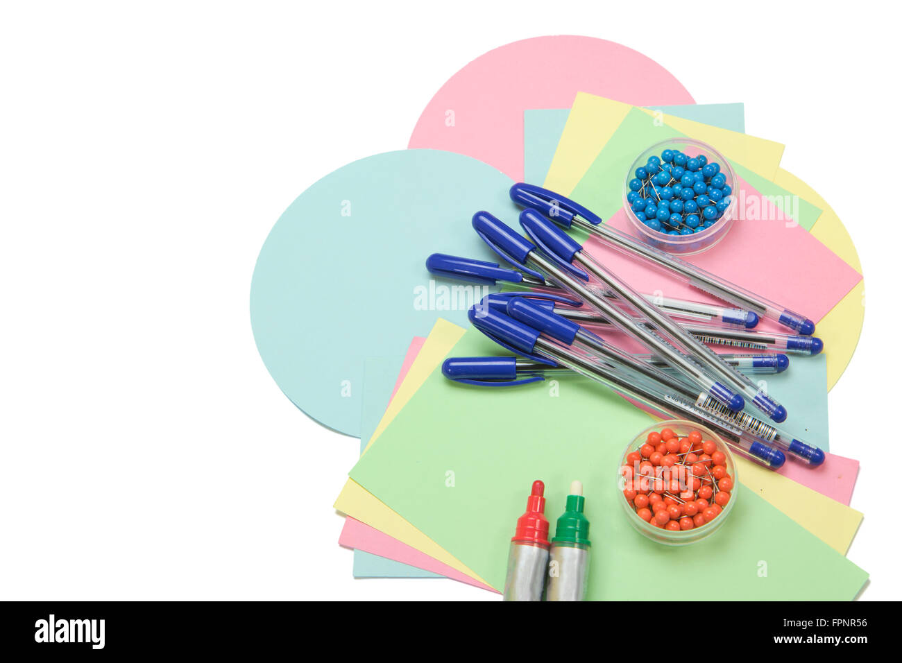 Moderator accessories are spreading out on an isolated white background ...