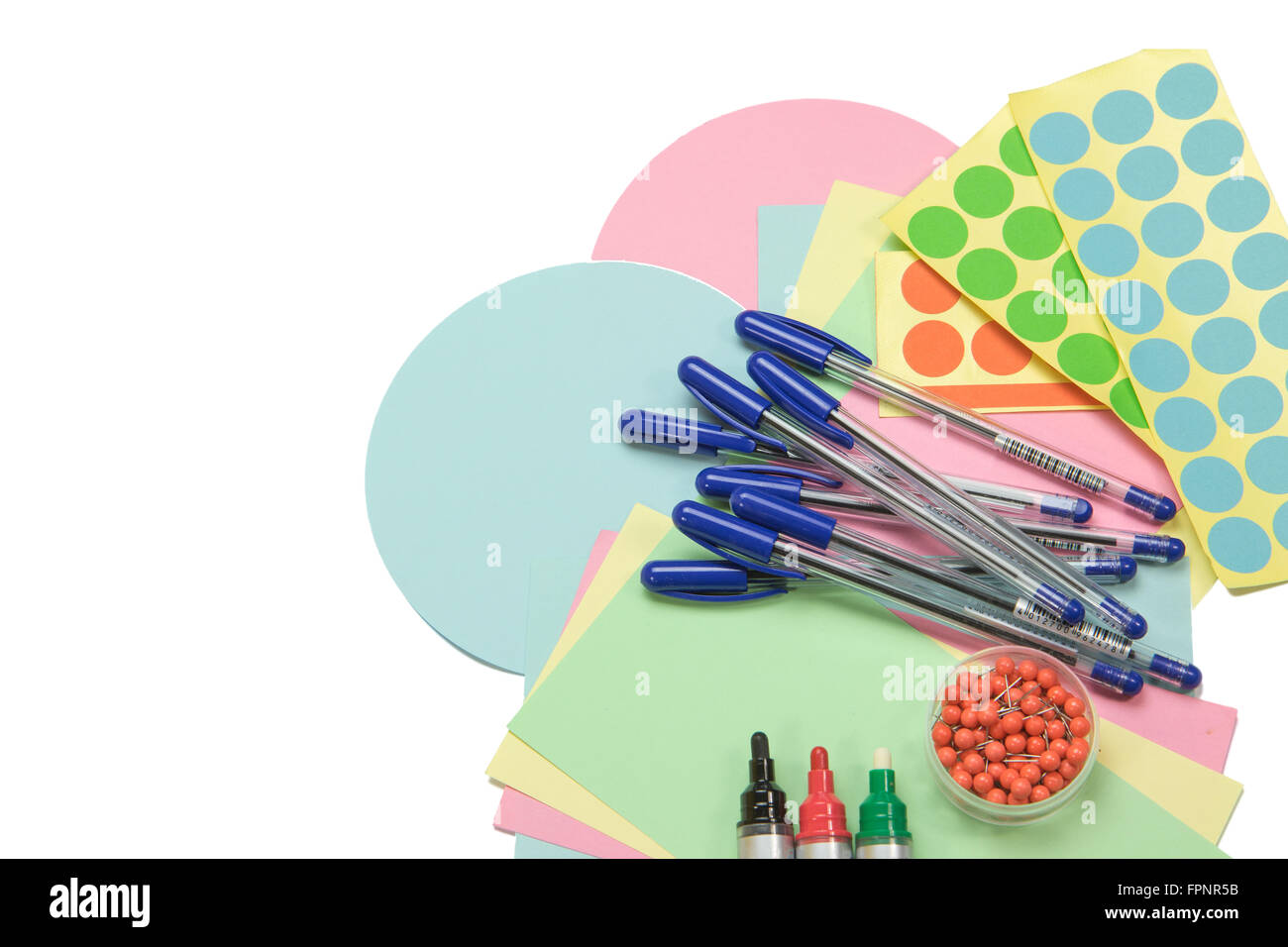 Moderator accessories are spreading out on an isolated white background ...