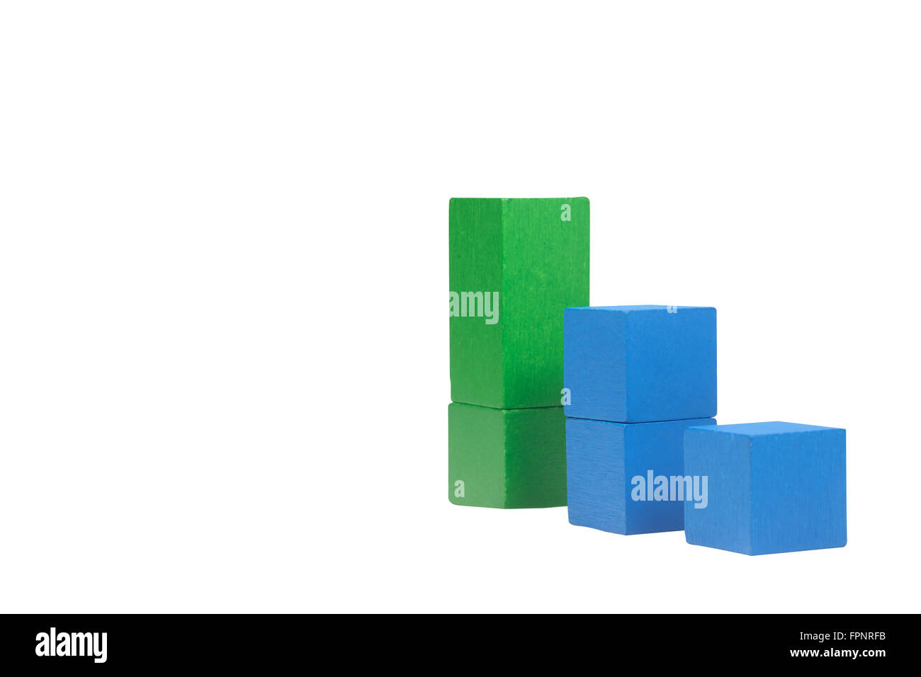Wooden color cubes on an isolated white background. Ecology business ...