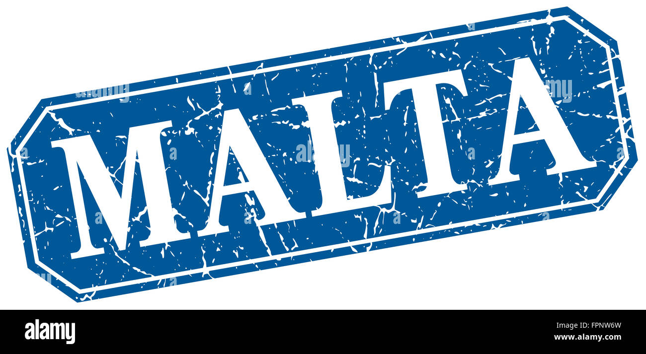 Malta blue square grunge retro style sign Stock Photo - Alamy
