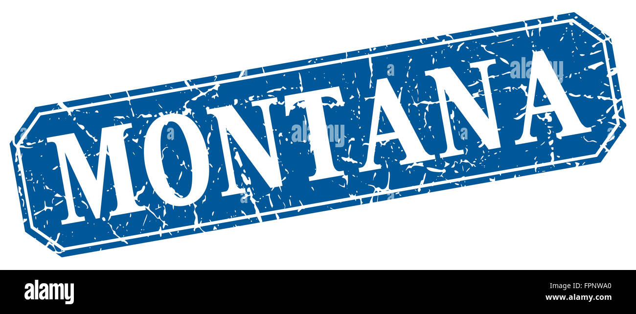 Montana blue square grunge retro style sign Stock Photo - Alamy