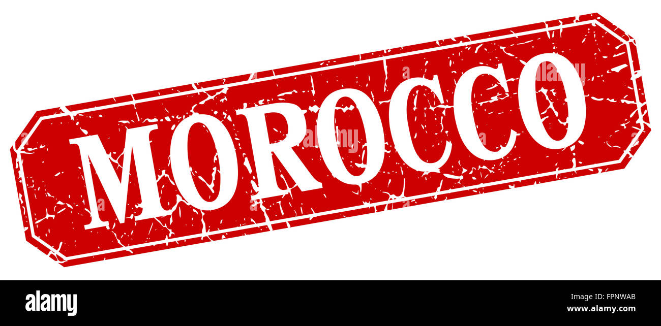 Morocco red square grunge retro style sign Stock Photo - Alamy