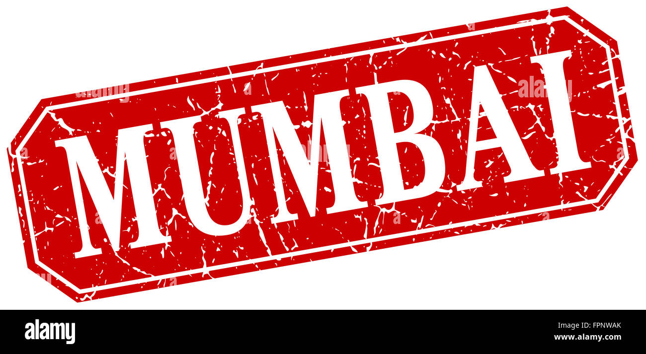 Mumbai red square grunge retro style sign Stock Photo - Alamy