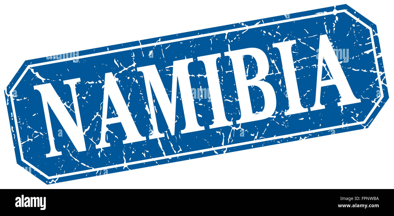 Namibia blue square grunge retro style sign Stock Photo - Alamy