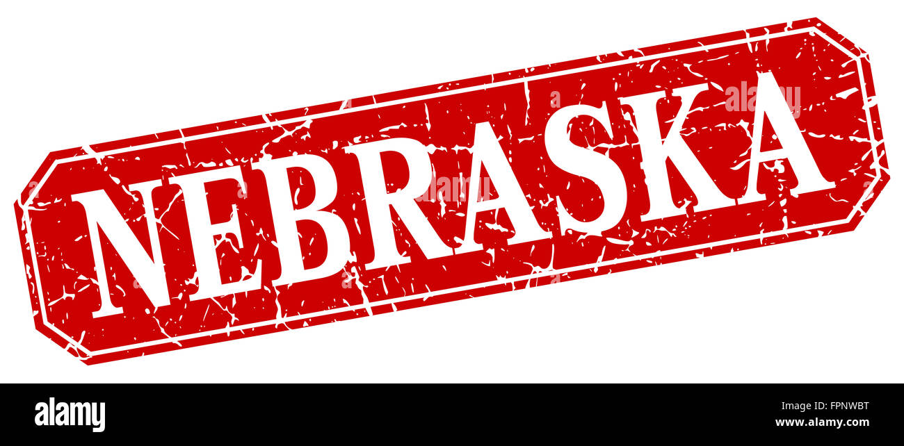 Nebraska red square grunge retro style sign Stock Photo - Alamy