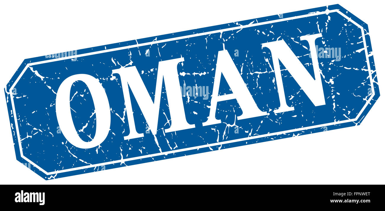 Oman blue square grunge retro style sign Stock Photo - Alamy