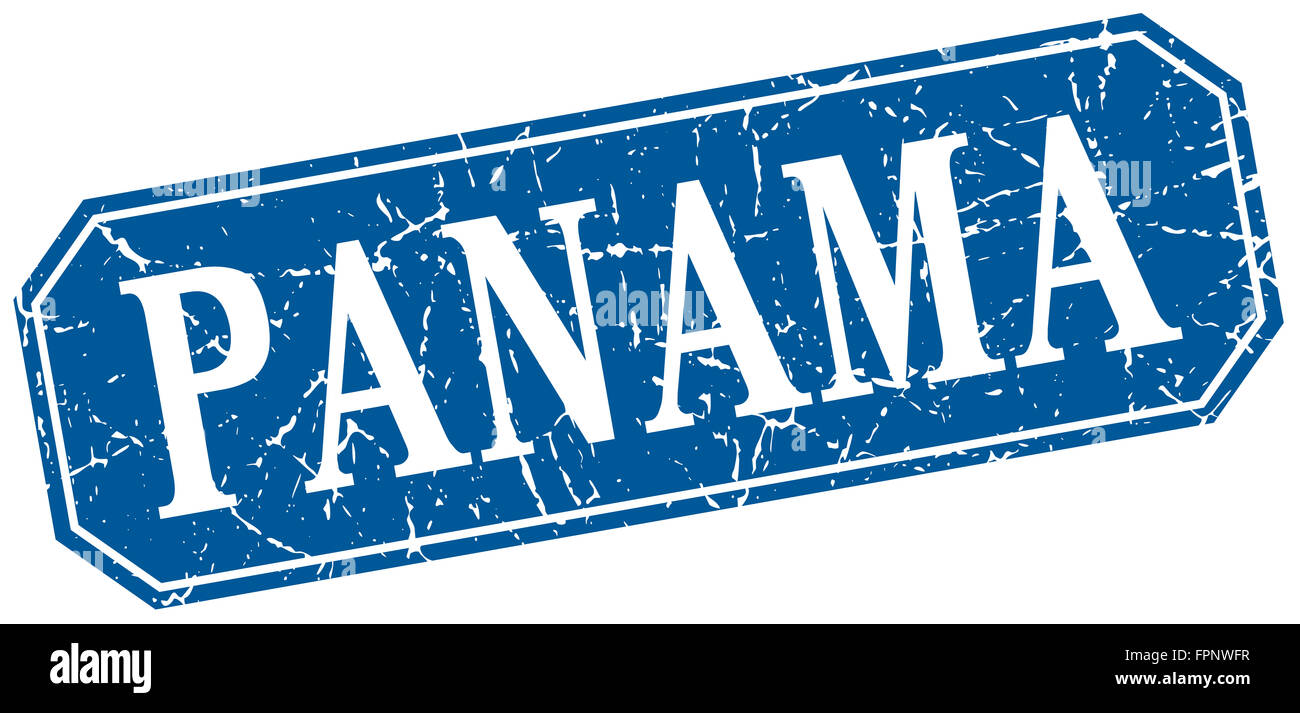 Panama blue square grunge retro style sign Stock Photo - Alamy