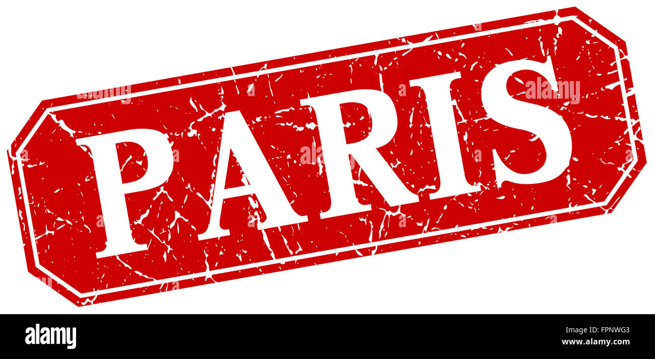 Paris red square grunge retro style sign Stock Photo - Alamy