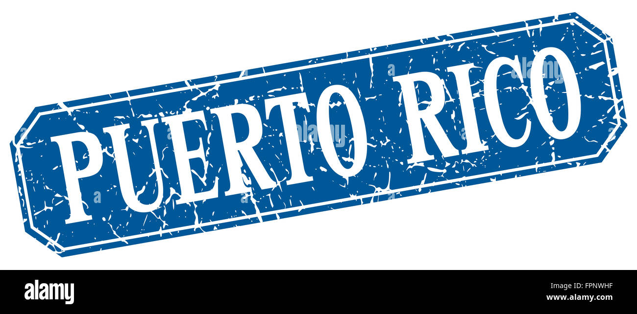 Puerto Rico blue square grunge retro style sign Stock Photo - Alamy