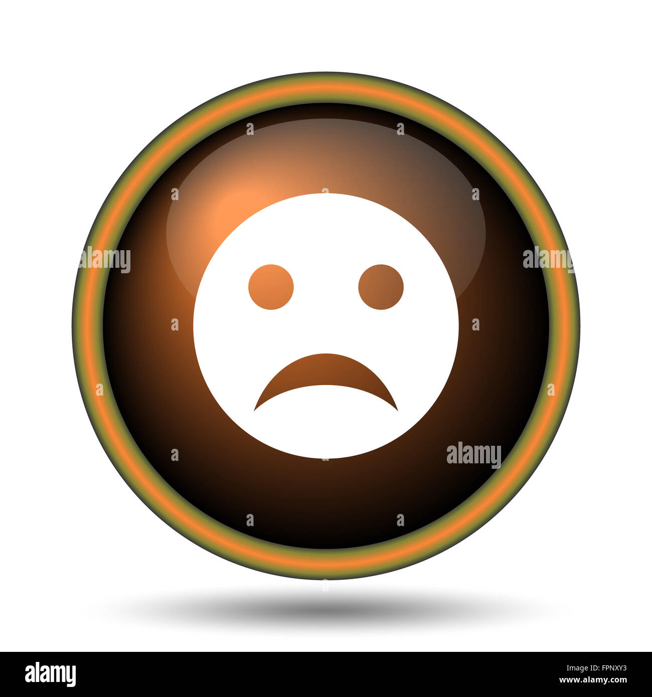 Sad smiley icon. Internet button on white background Stock Photo - Alamy