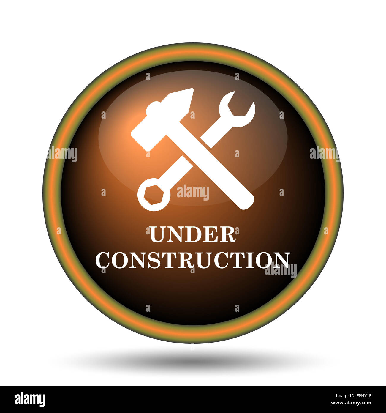 Under construction icon. Internet button on white background Stock ...