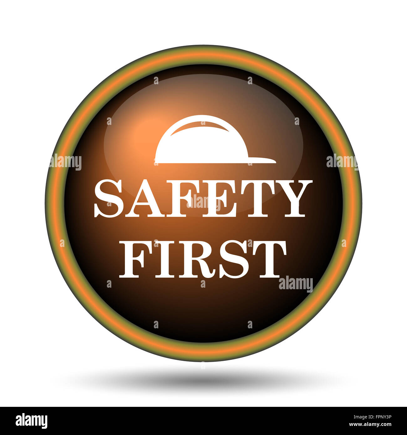 Safety first icon. Internet button on white background Stock Photo - Alamy