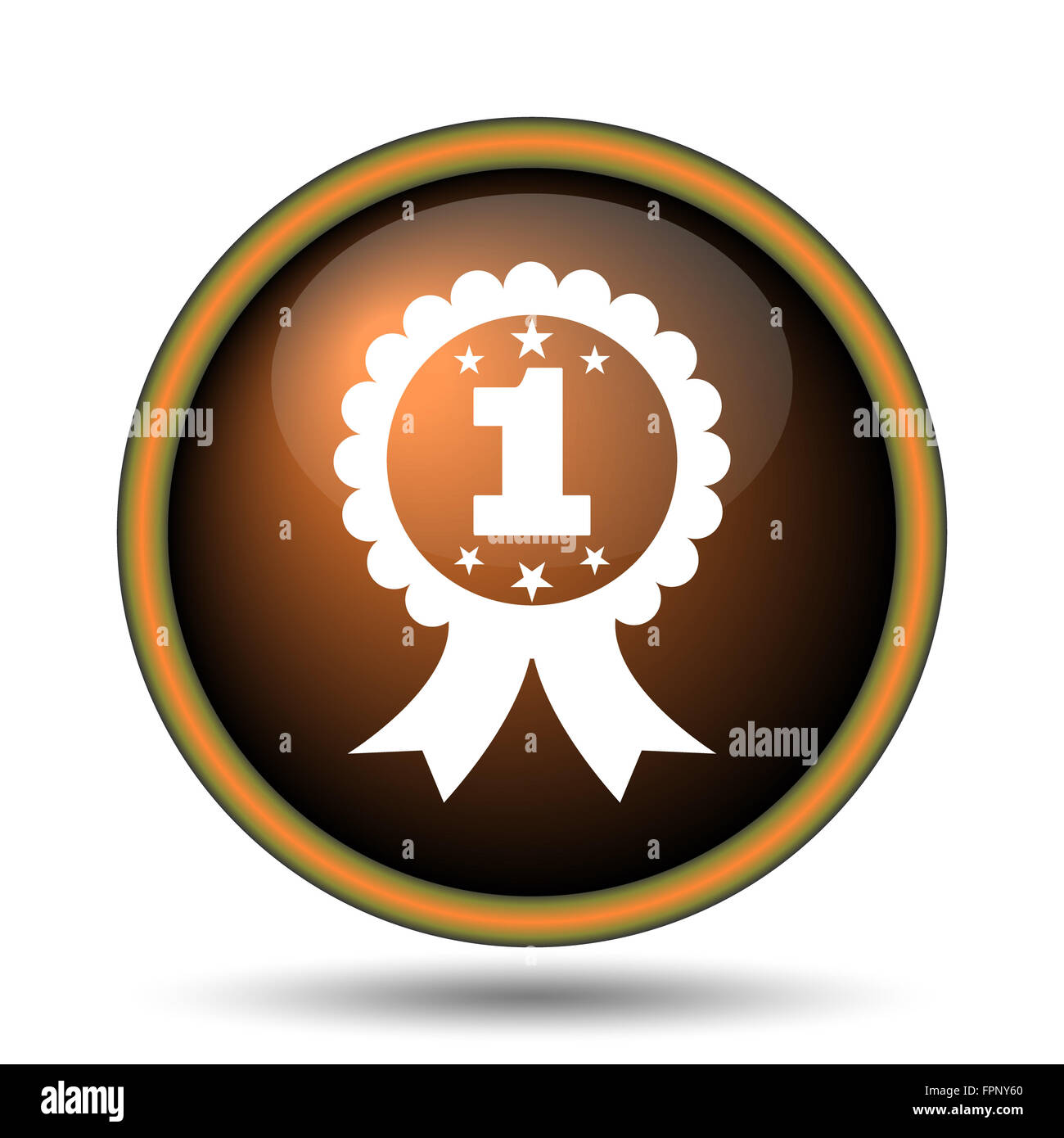 First prize ribbon icon. Internet button on white background Stock ...