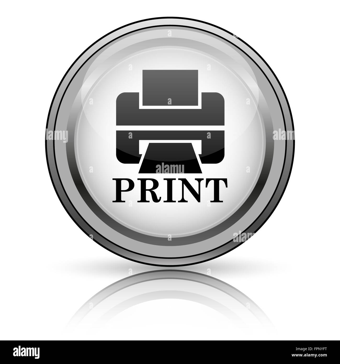 Printer with word PRINT icon. Internet button on white background Stock ...