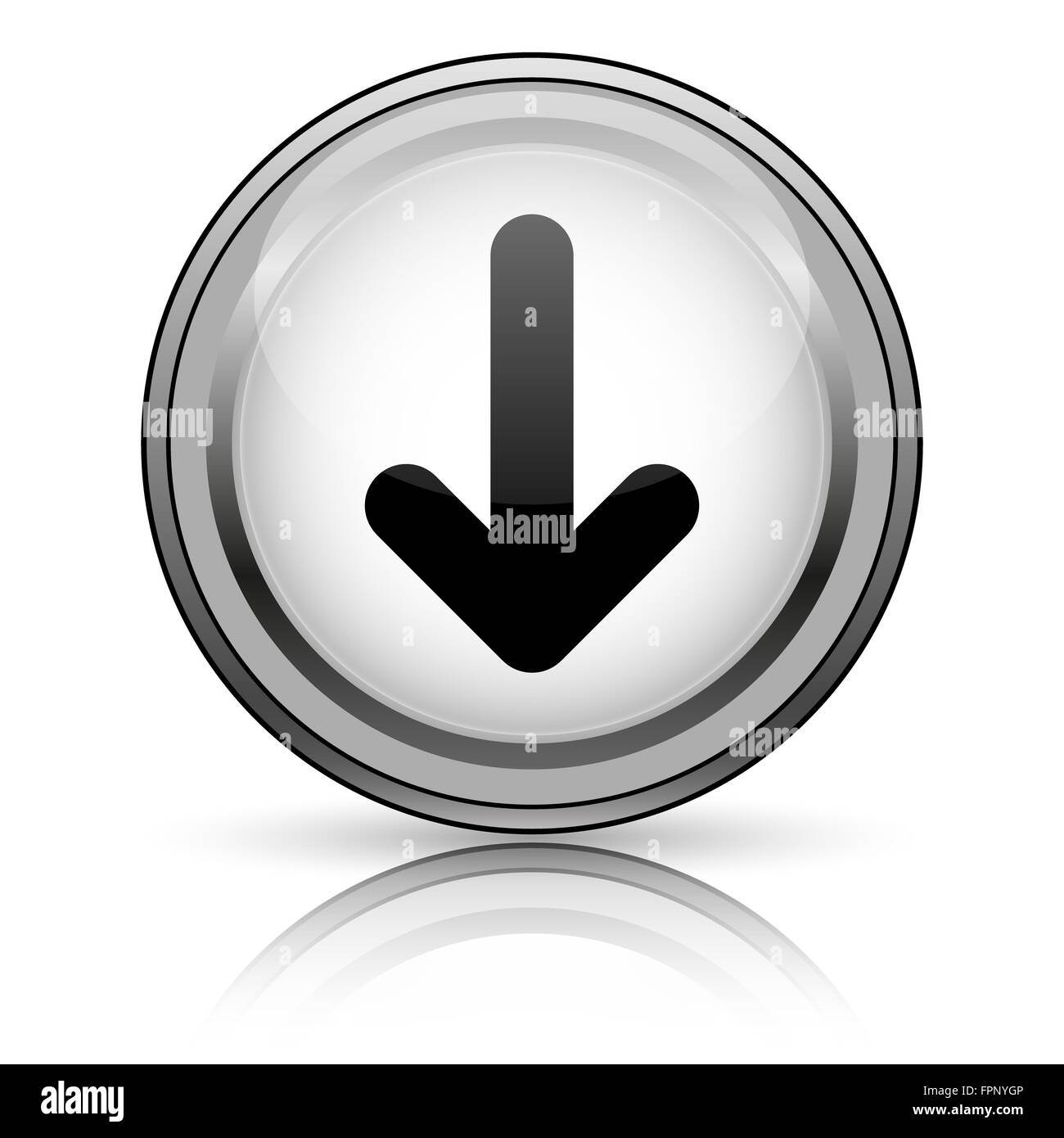Down arrow icon. Internet button on white background Stock Photo - Alamy