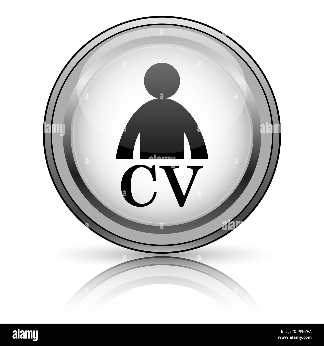 CV icon. Internet button on white background Stock Photo - Alamy