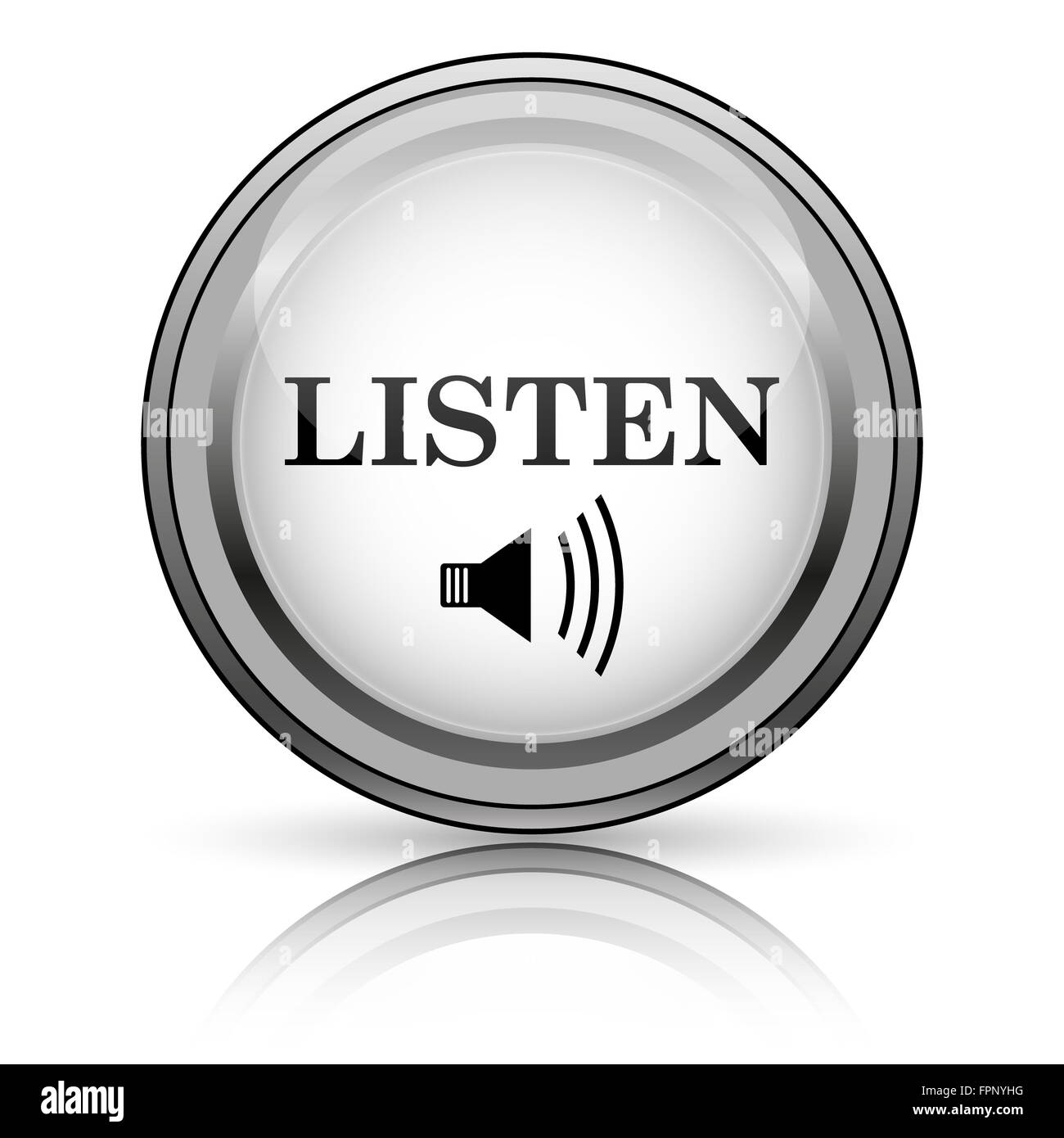 Listen icon. Internet button on white background Stock Photo - Alamy