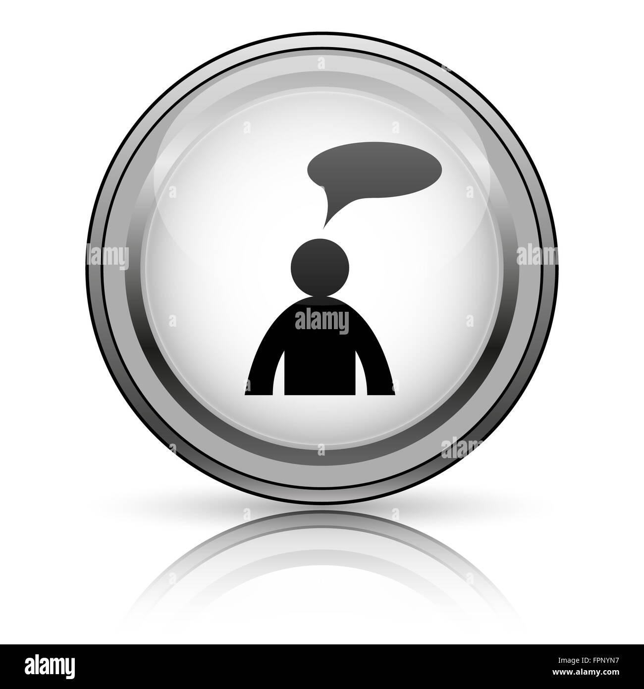 Comments icon. Internet button on white background. - man with bubble ...