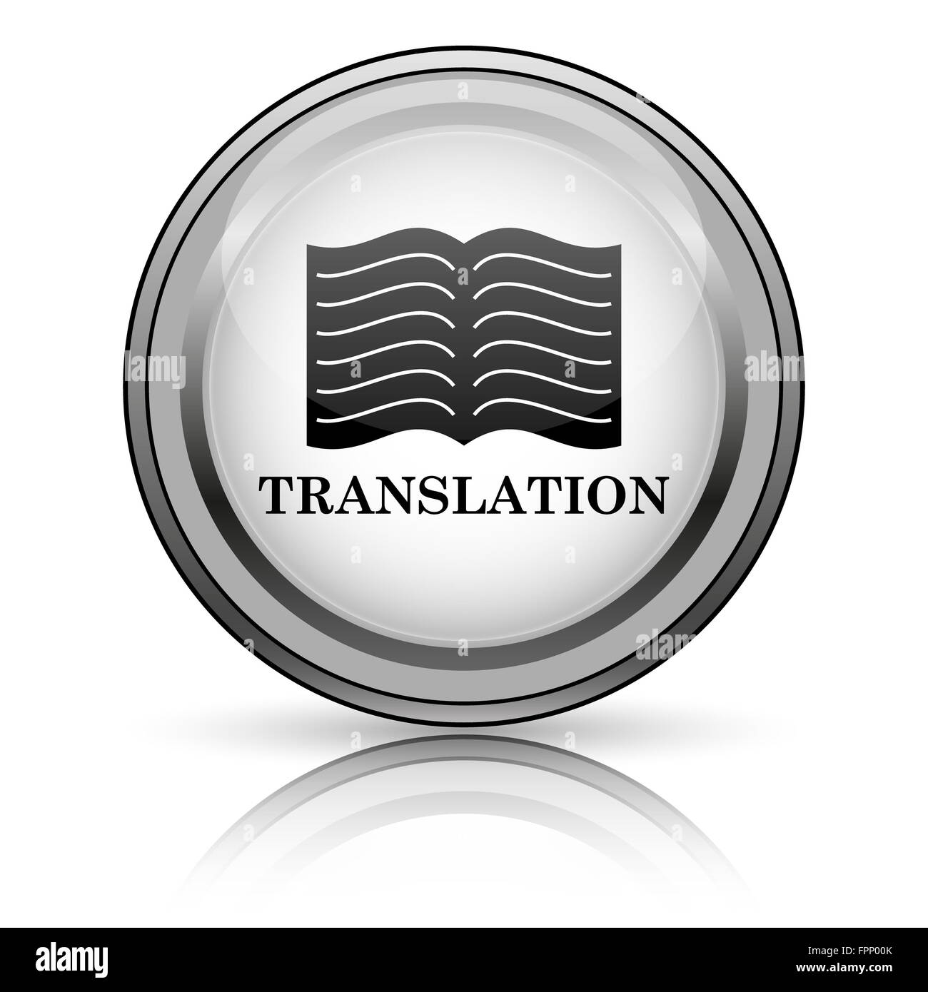 Translation book icon. Internet button on white background Stock Photo ...
