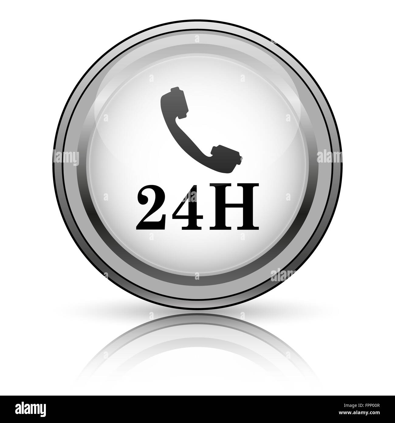 24H phone icon. Internet button on white background Stock Photo - Alamy