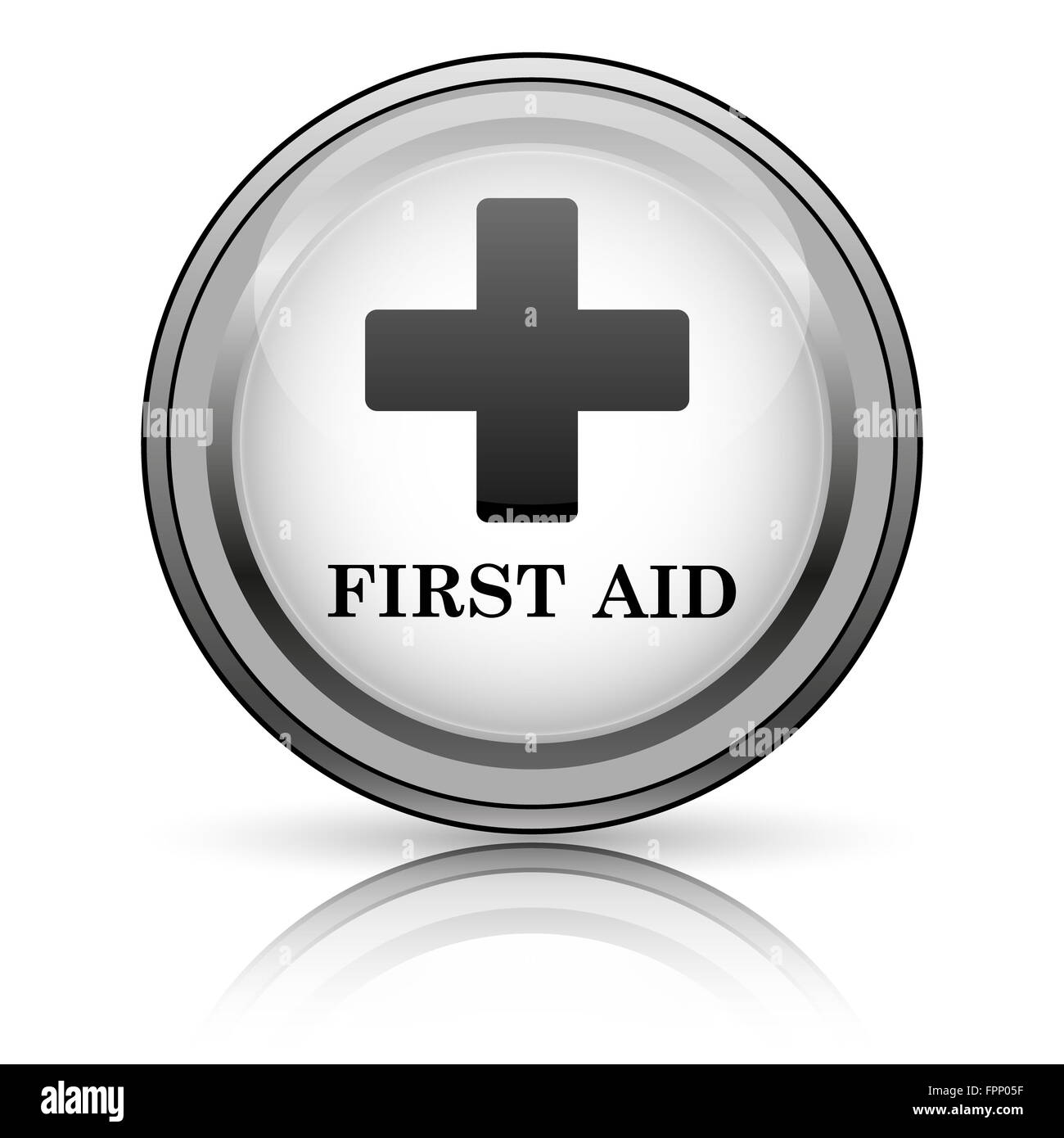 First aid icon. Internet button on white background Stock Photo - Alamy