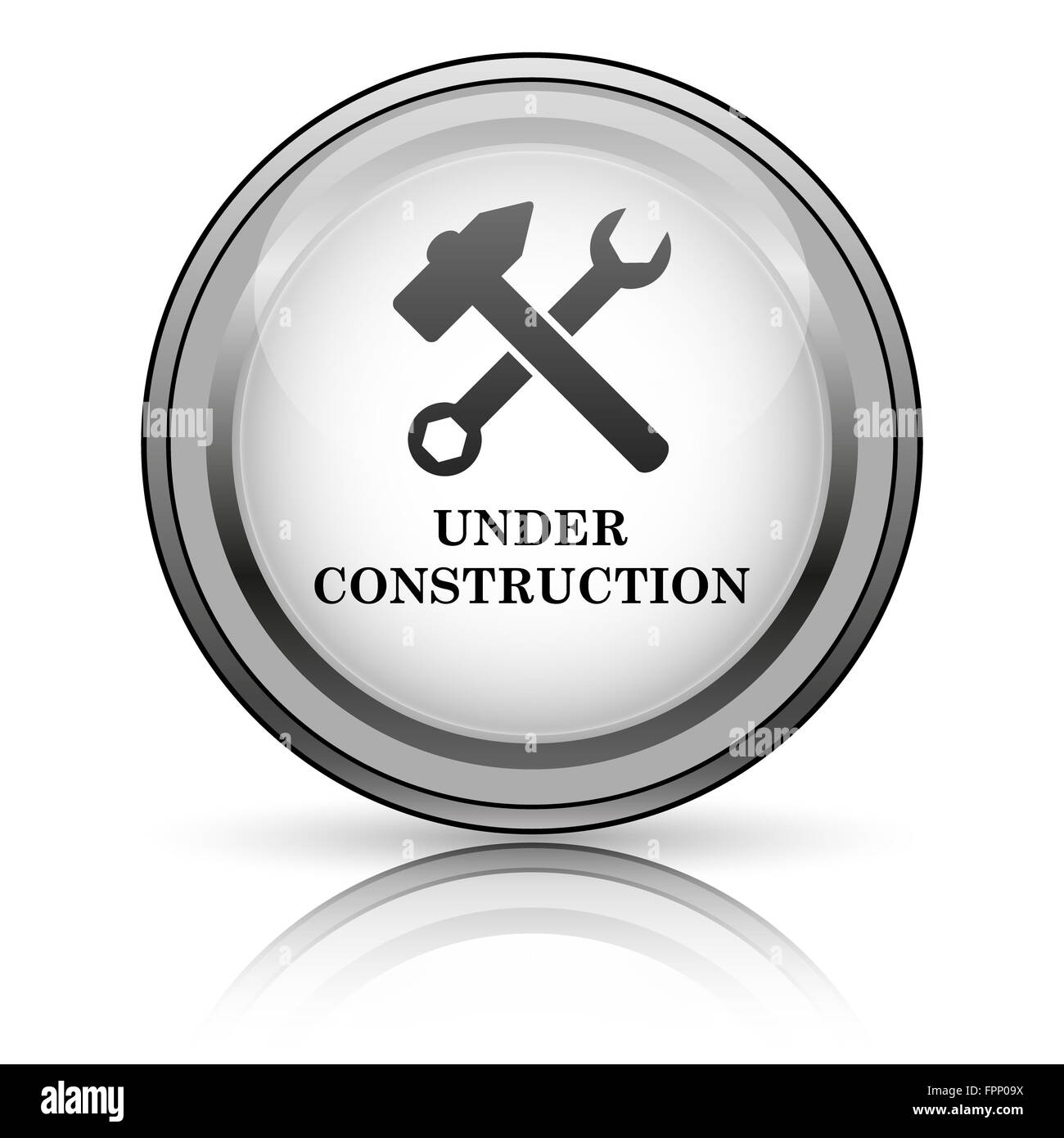 Under construction icon. Internet button on white background Stock ...