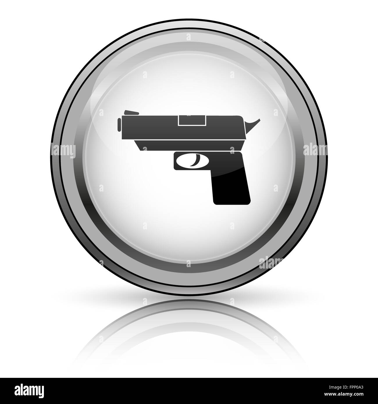 Gun icon. Internet button on white background Stock Photo - Alamy