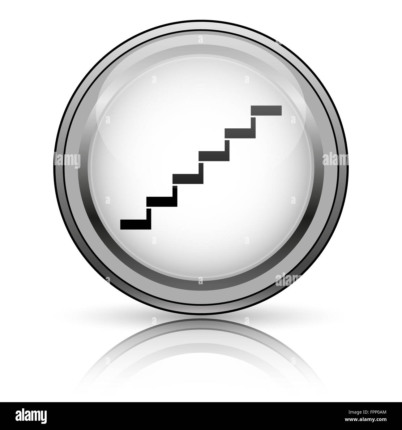 Stairs icon. Internet button on white background Stock Photo - Alamy