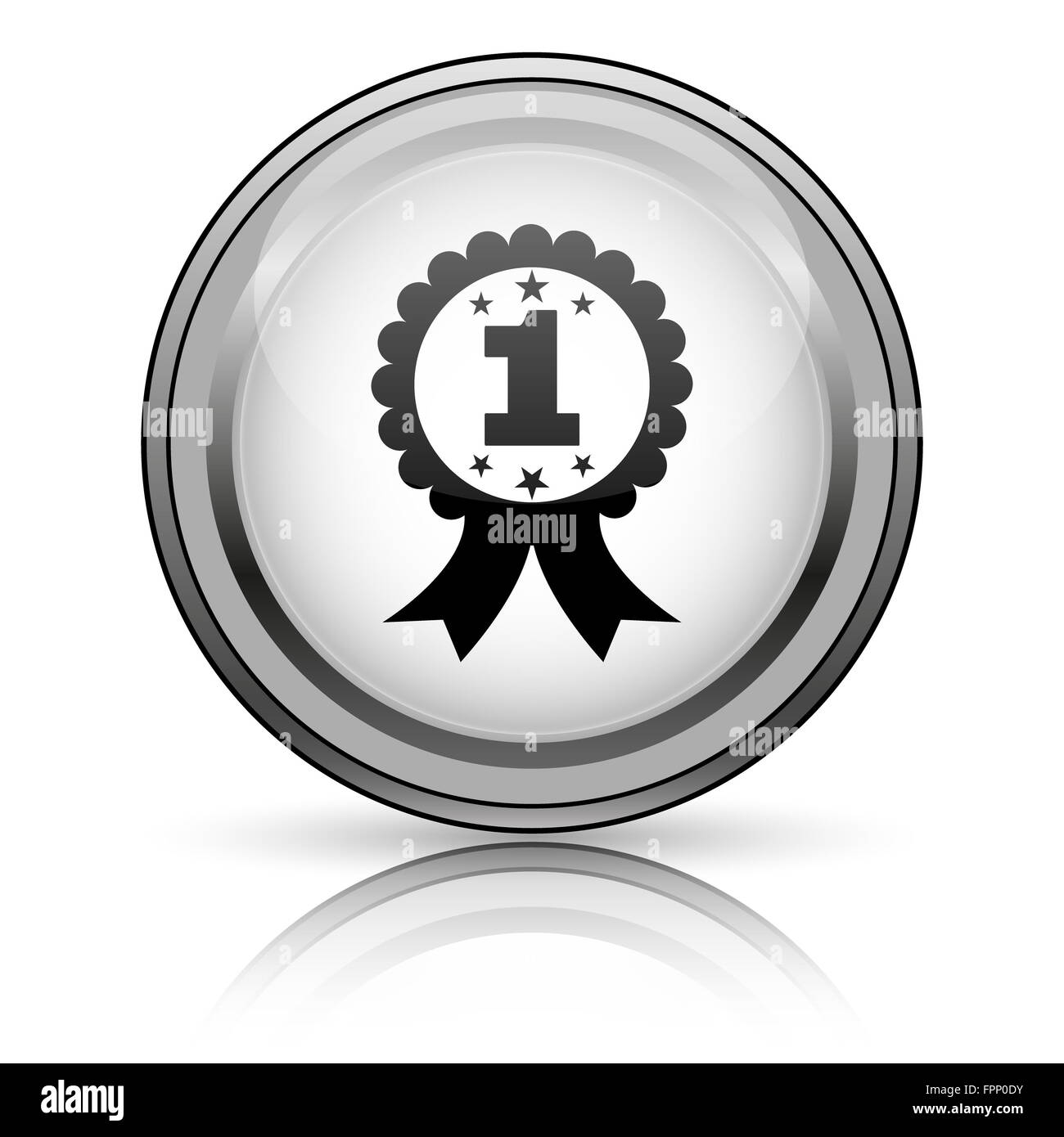 First prize ribbon icon. Internet button on white background Stock ...
