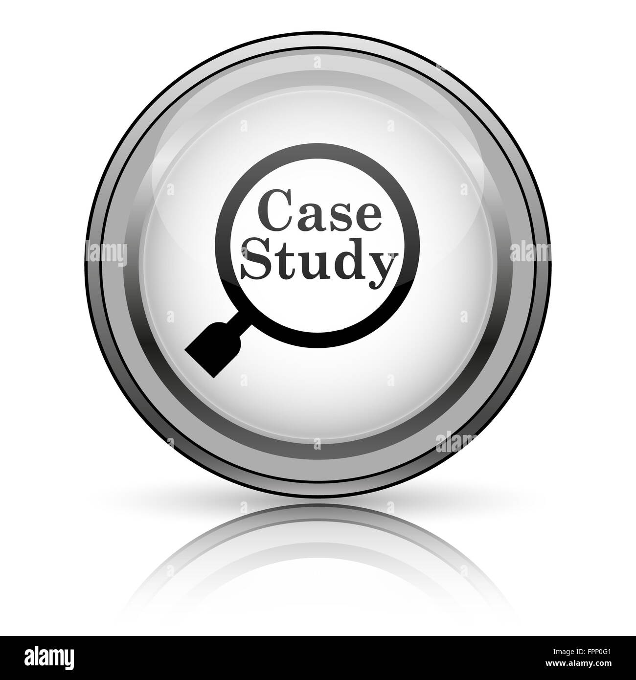 Case study icon. Internet button on white background Stock Photo - Alamy