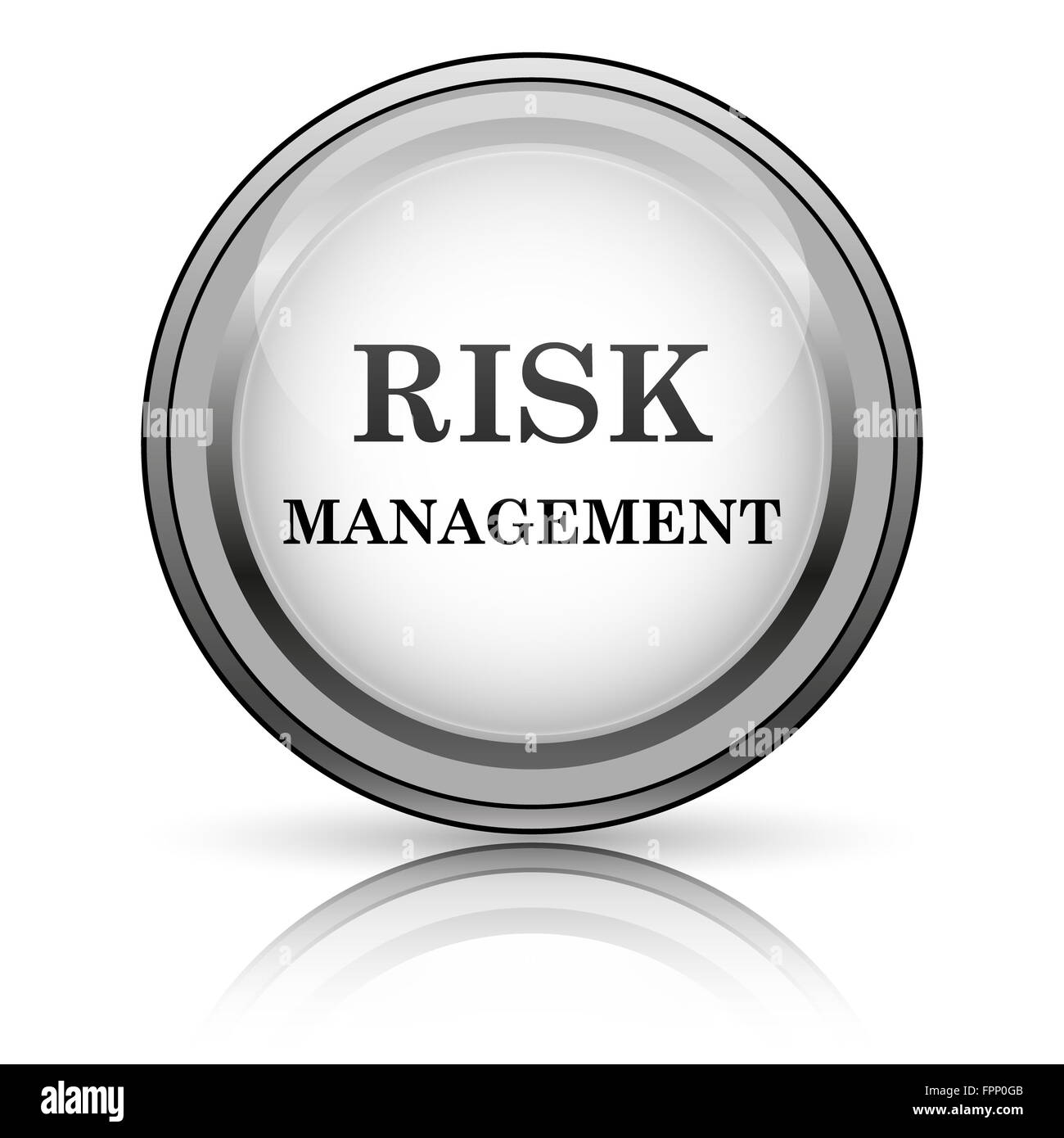 Risk management icon. Internet button on white background Stock Photo ...