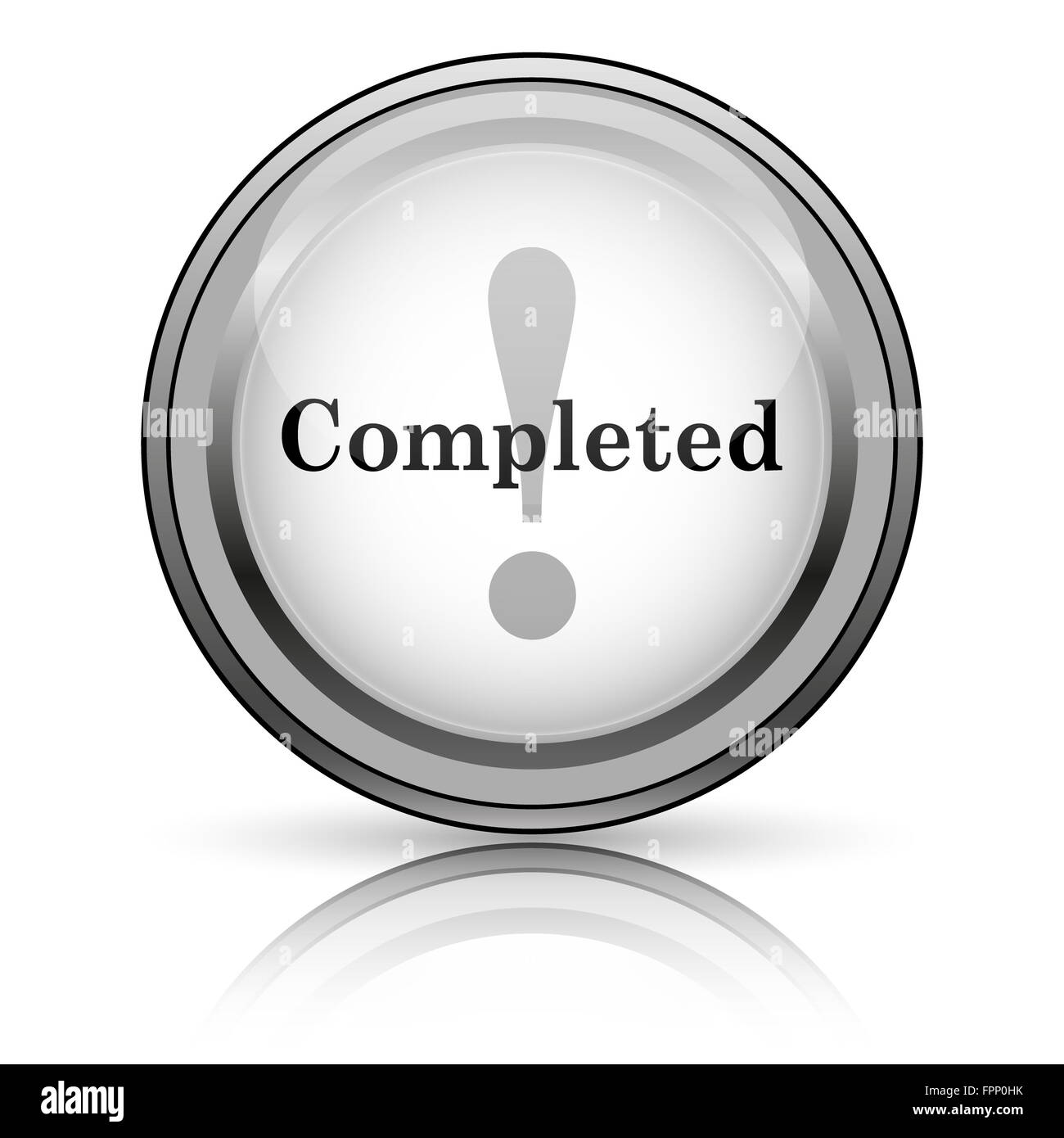 Completed icon. Internet button on white background Stock Photo - Alamy