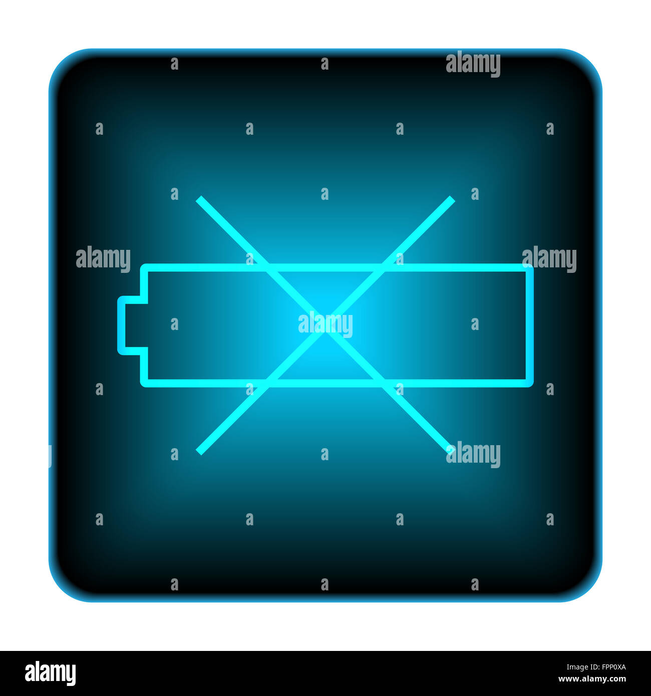 Empty battery icon. Internet button on white background Stock Photo - Alamy
