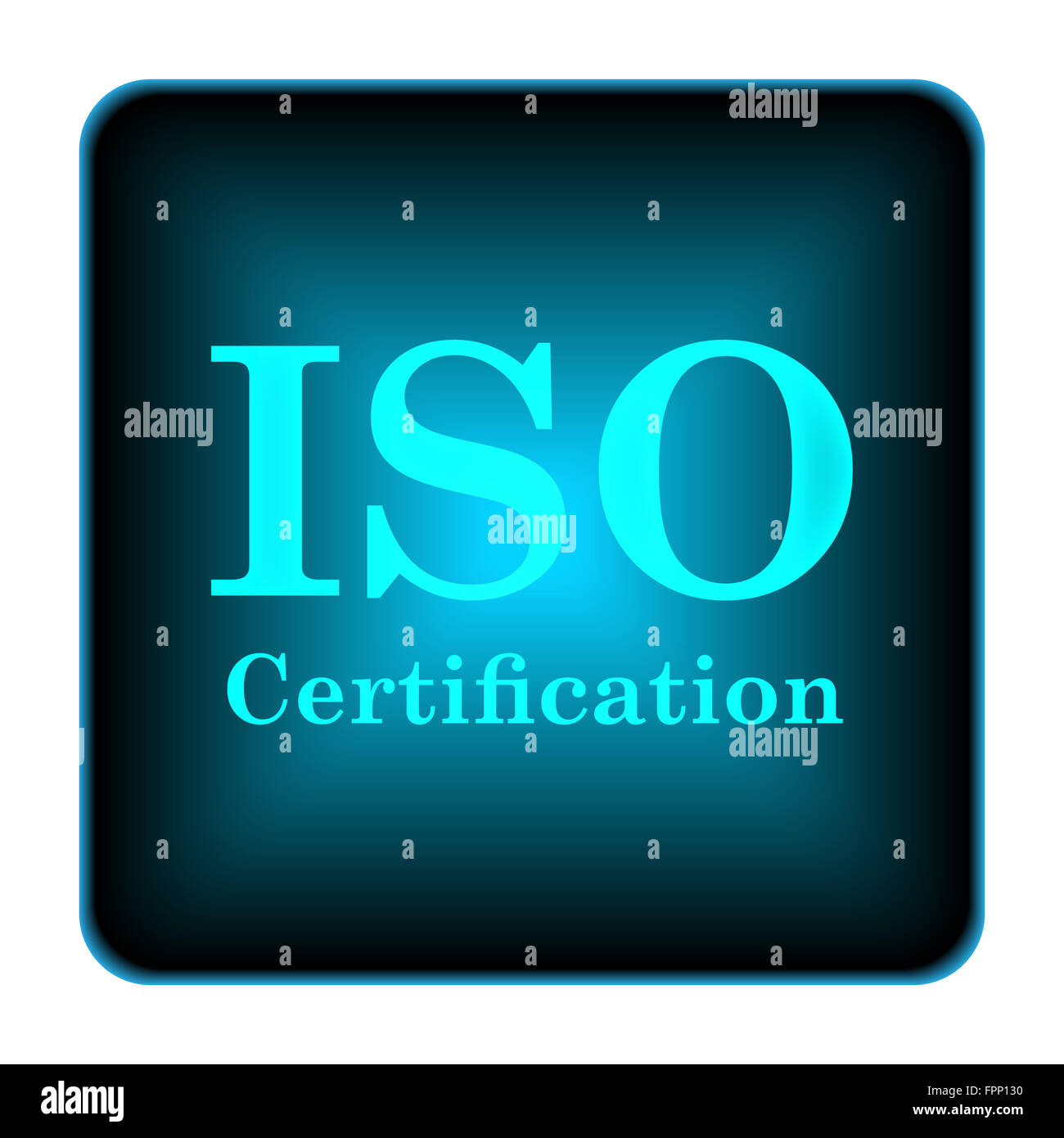 ISO certification icon. Internet button on white background Stock Photo ...