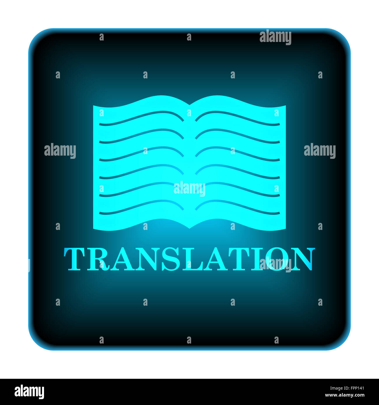 Translation book icon. Internet button on white background Stock Photo ...