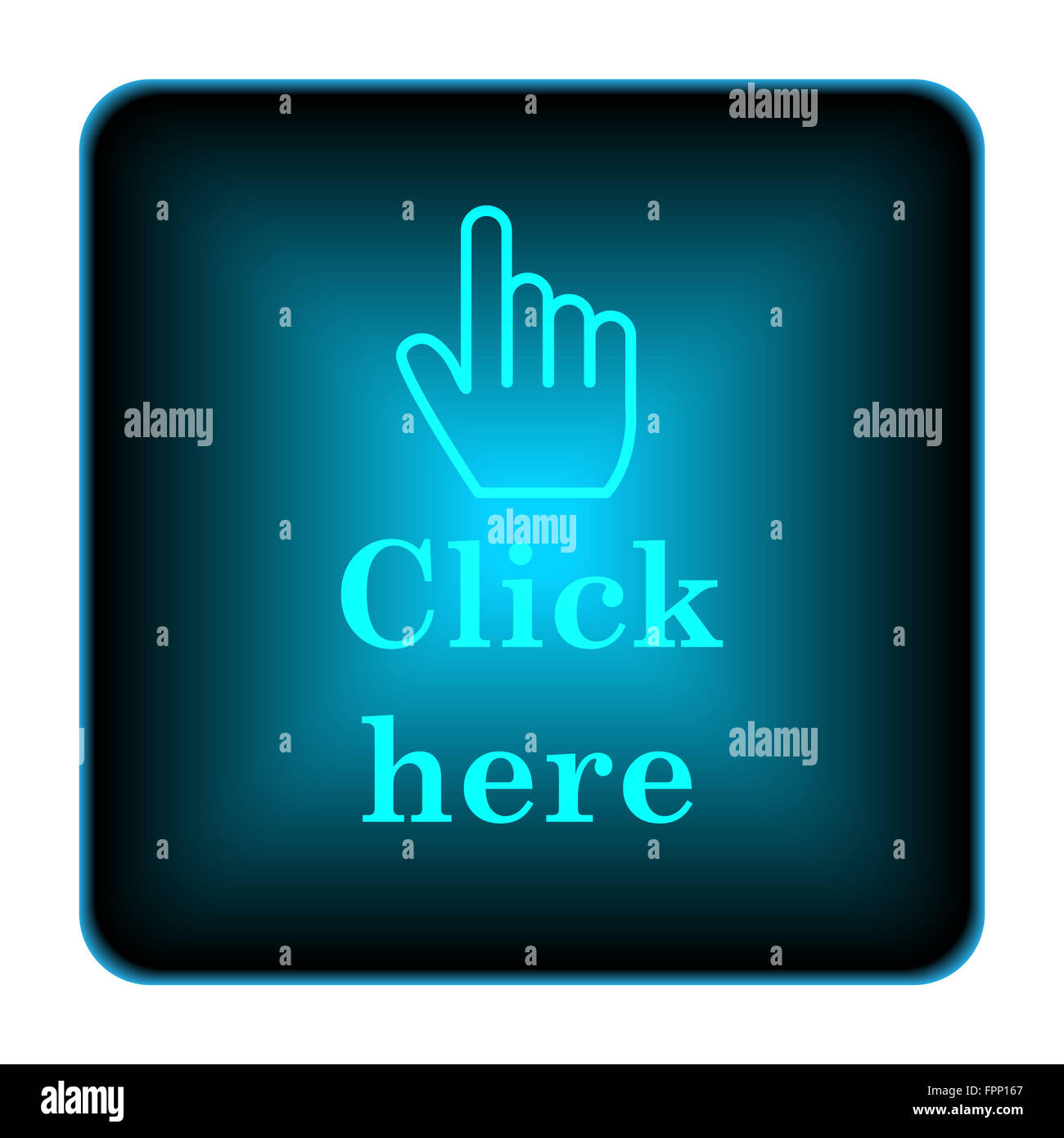 Click here icon. Internet button on white background Stock Photo - Alamy