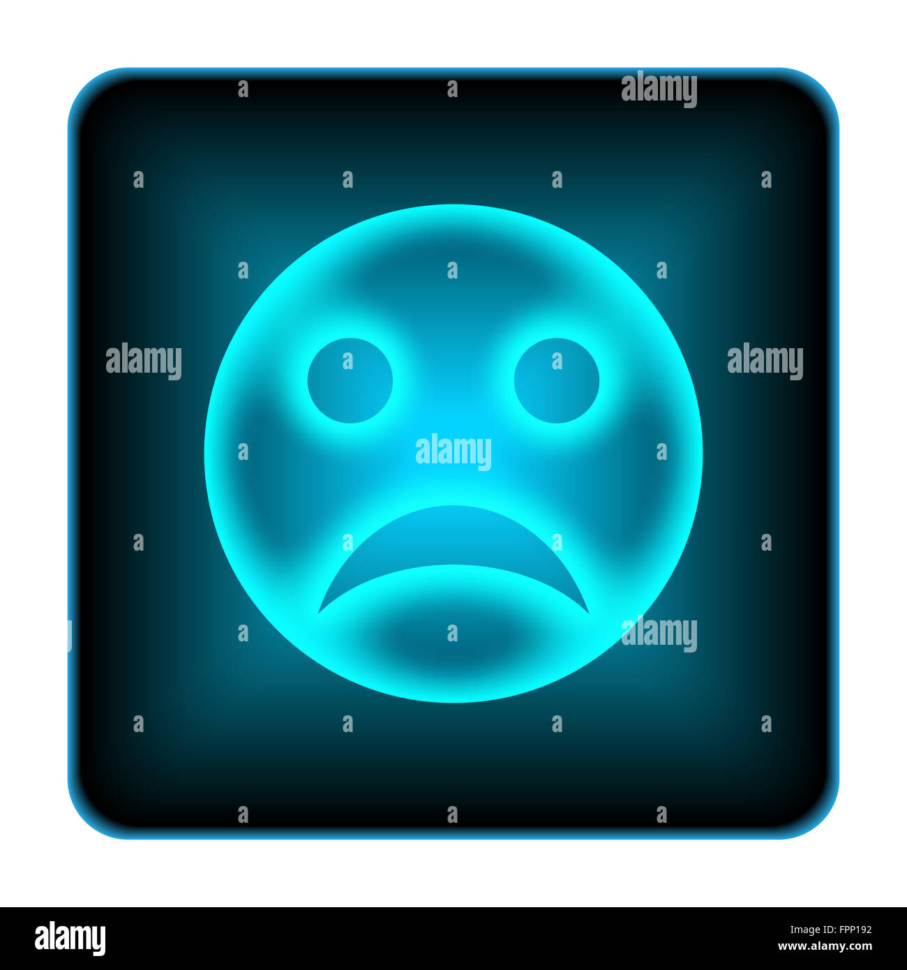 Sad smiley icon. Internet button on white background Stock Photo - Alamy