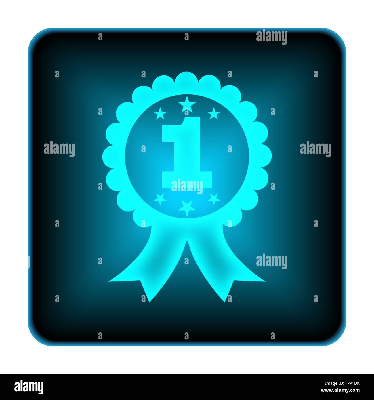 First prize ribbon icon. Internet button on white background Stock ...