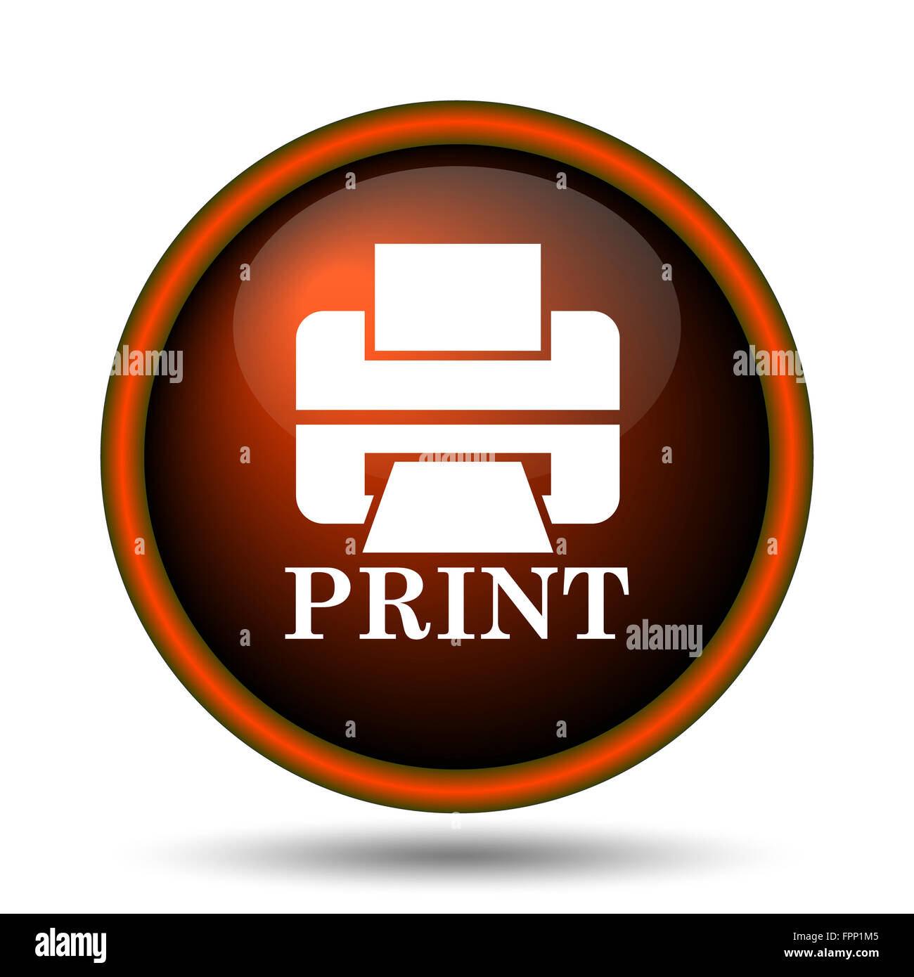 Printer with word PRINT icon. Internet button on white background Stock ...