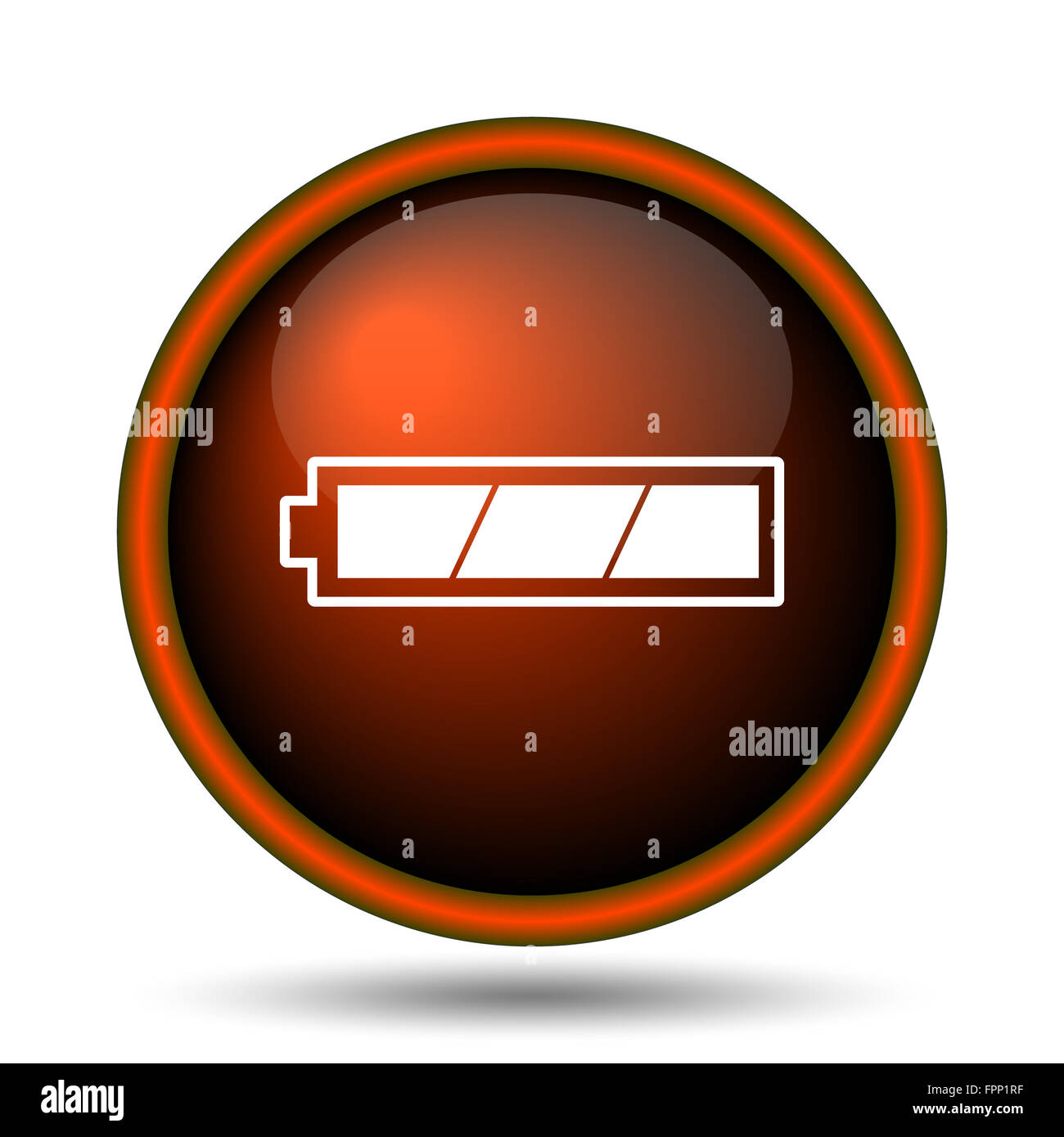 Fully charged battery icon. Internet button on white background Stock ...