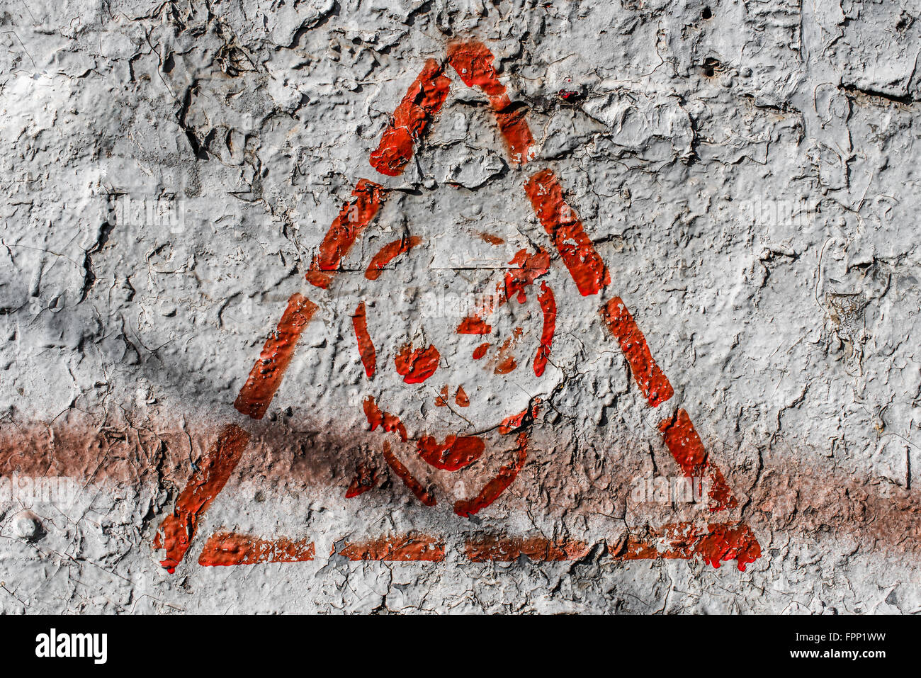 Warning danger sign on the wall close up Stock Photo - Alamy