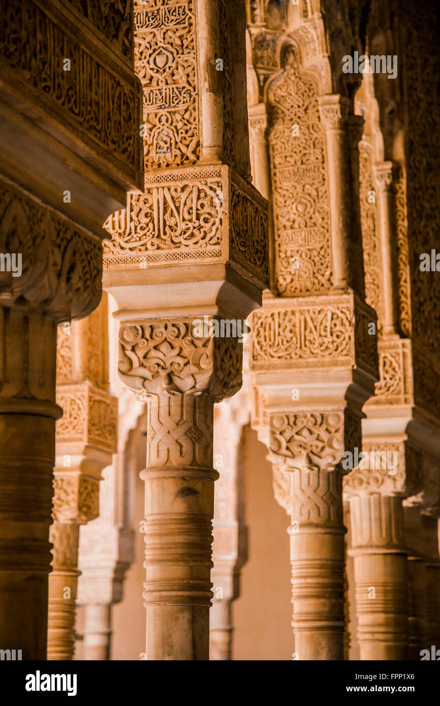 Detail of Islamic (Moorish) tilework at the Alhambra, Granada, Spain ...