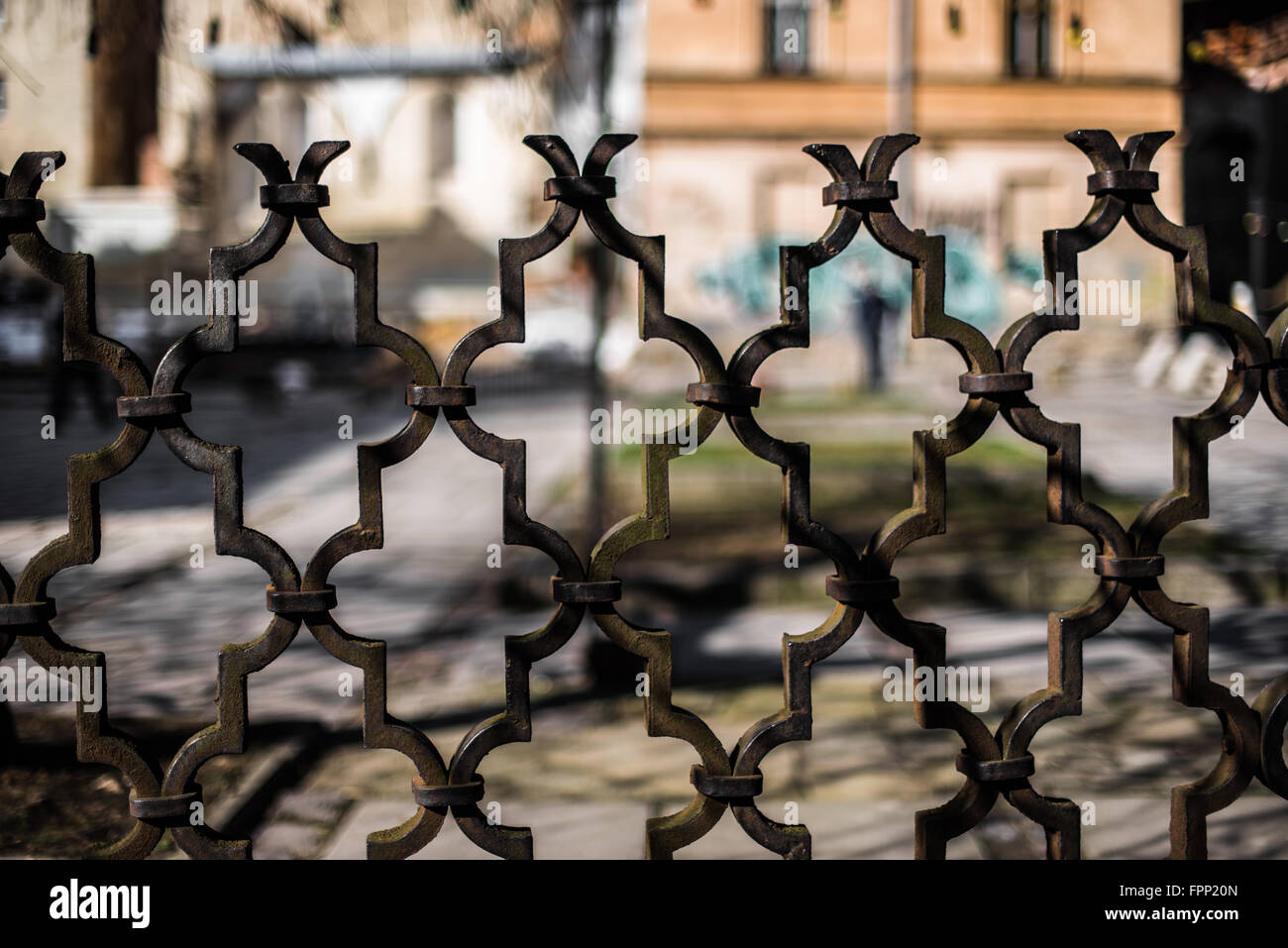 Black forged fence in the old Paris city close up Stock Photo - Alamy