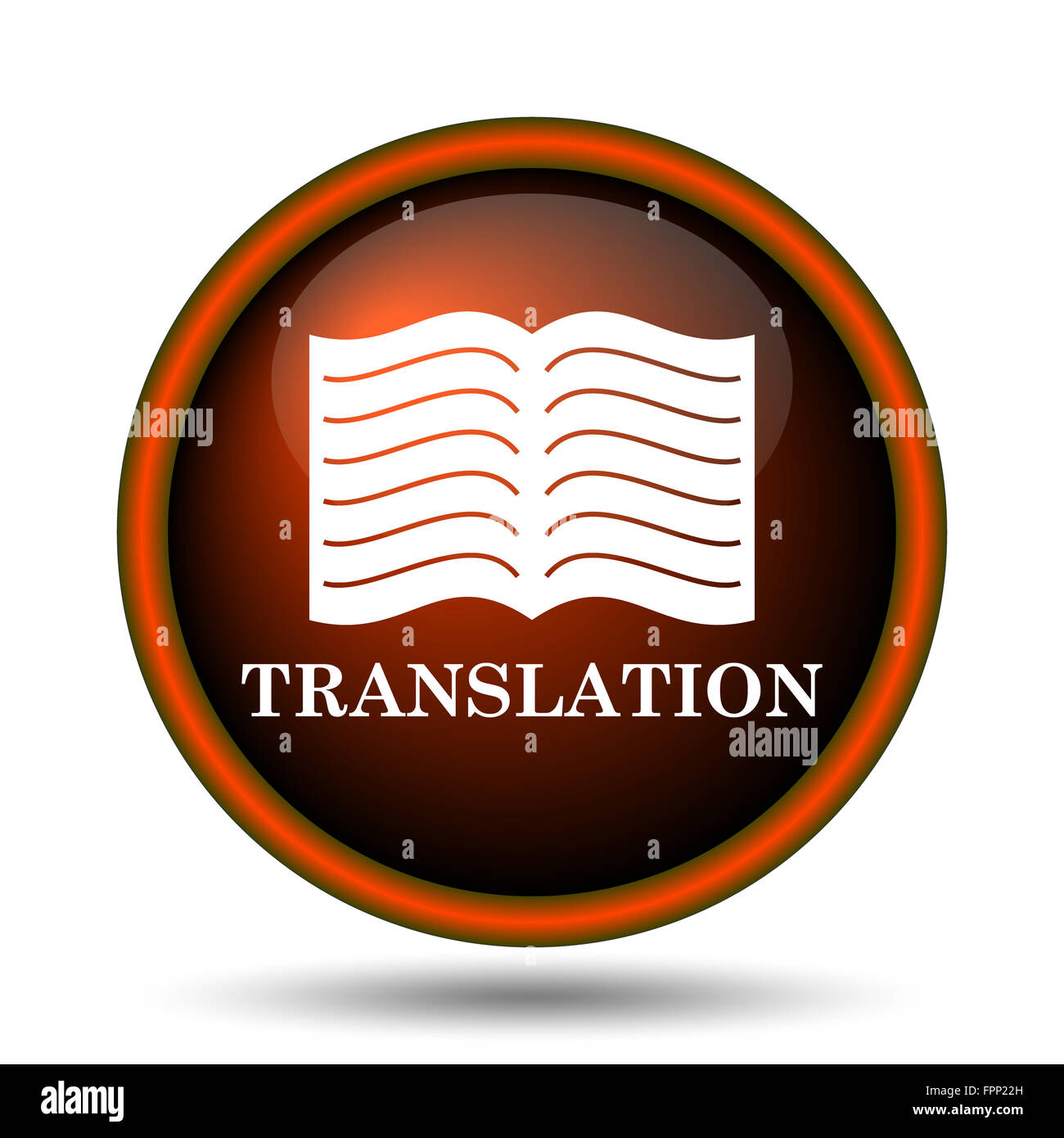Translation book icon. Internet button on white background Stock Photo ...