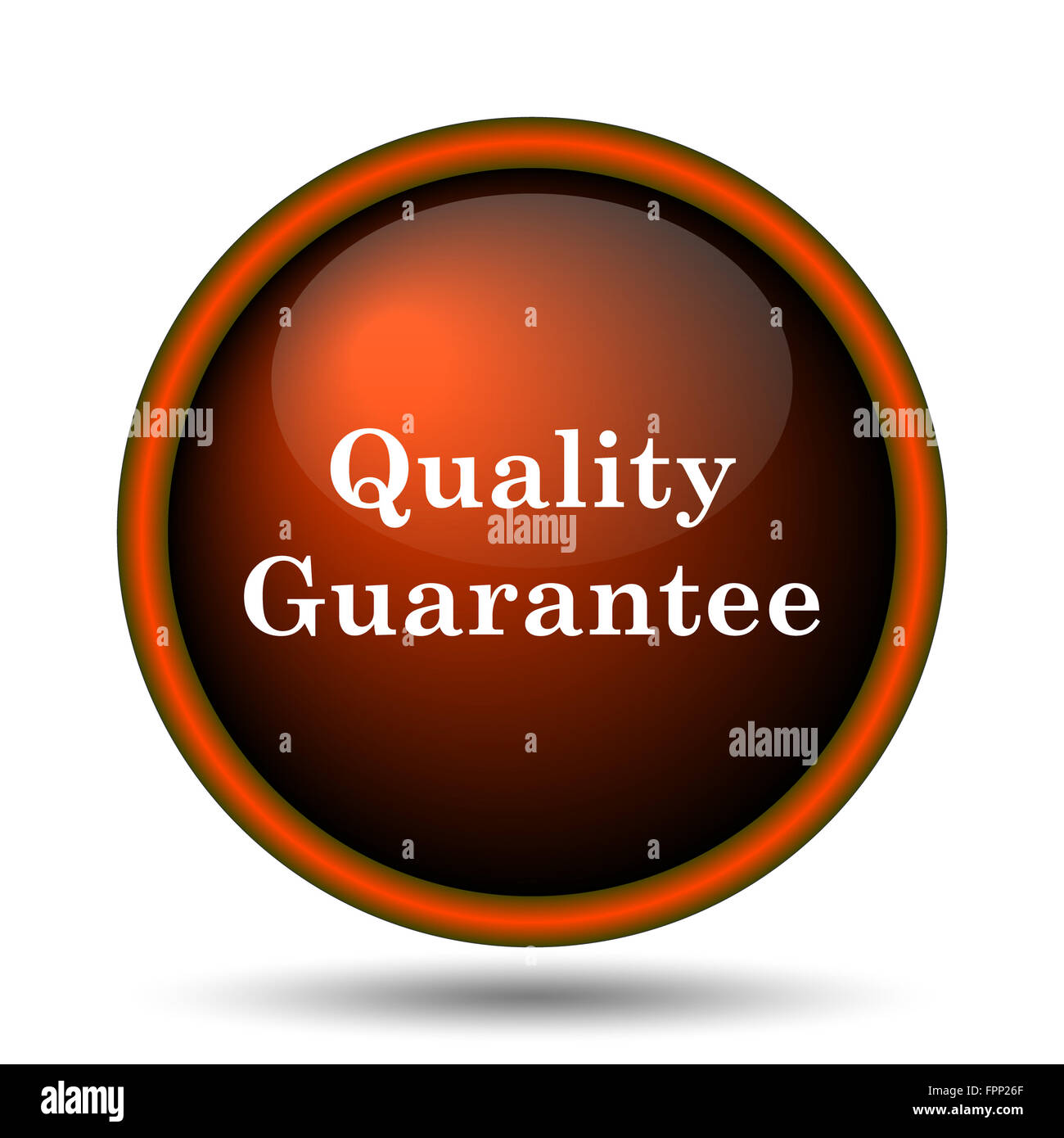 Quality guarantee icon. Internet button on white background Stock Photo ...