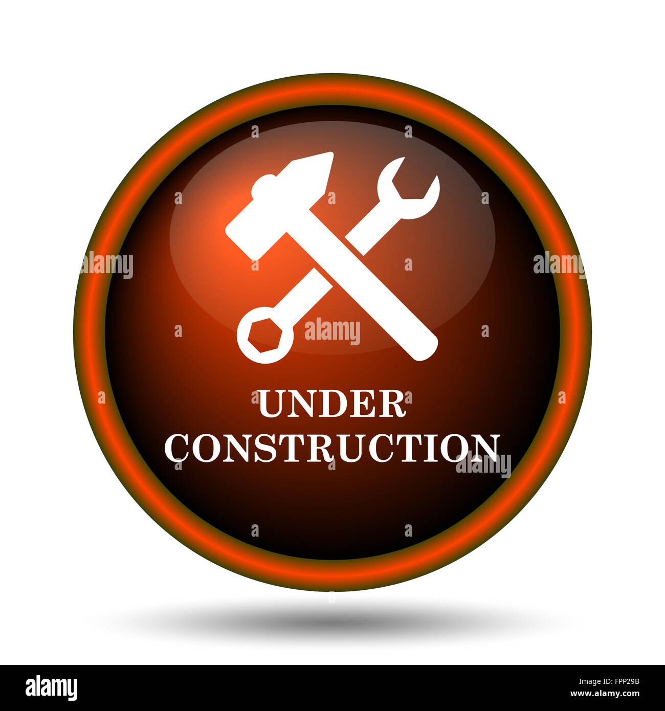 Under construction icon. Internet button on white background Stock ...
