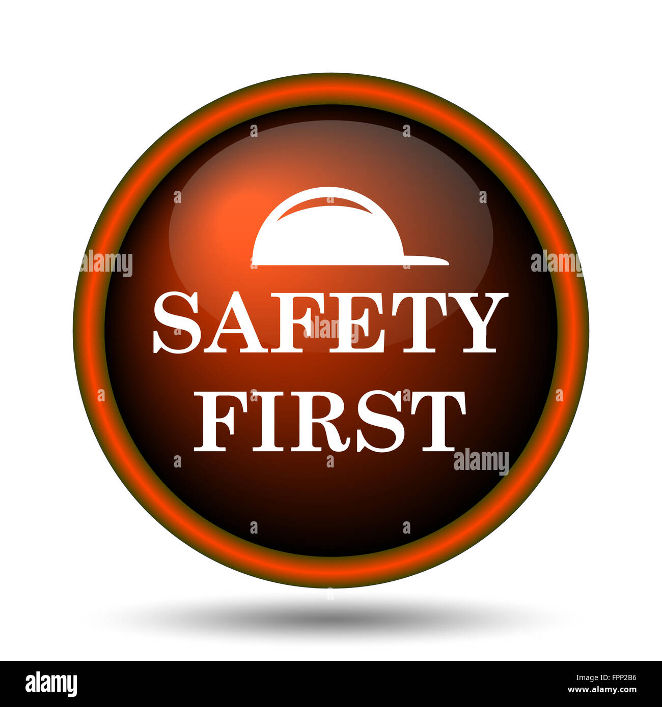 Safety first icon. Internet button on white background Stock Photo - Alamy
