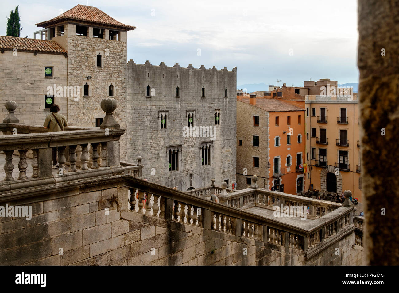 Plaza de la Catedral, Cathedral square, Girona, Spain Stock Photo - Alamy